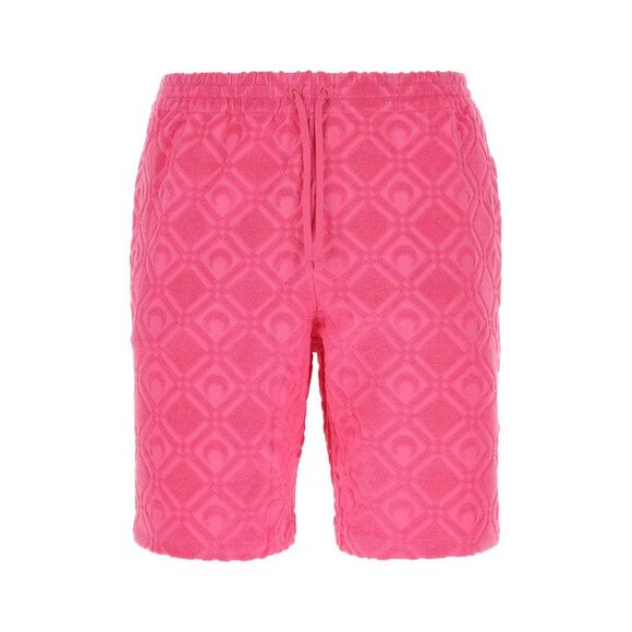 Marine Serre | Shorts | Marine Serre Men Fuchsia Terry Fabric Bermuda ...